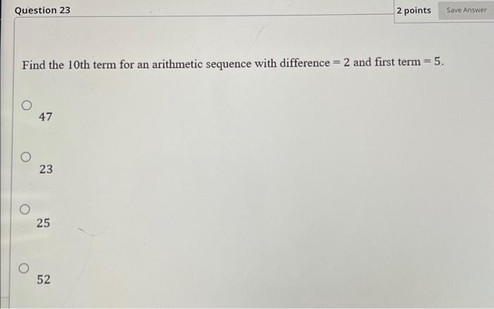 Solved Find the 10 th term for an arithmetic sequence with | Chegg.com