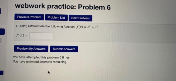 Solved webwork practice: Problem 6 Previous Problem Problem | Chegg.com