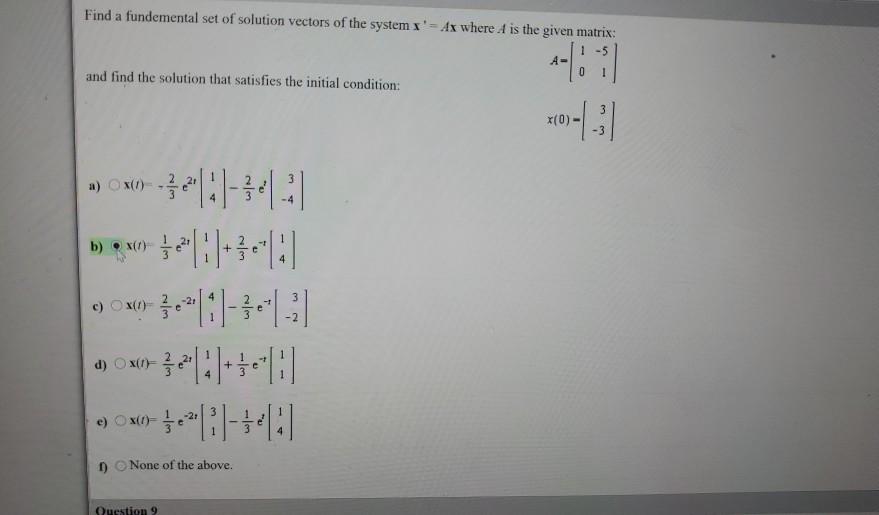 Solved Find a fundemental set of solution vectors of the | Chegg.com