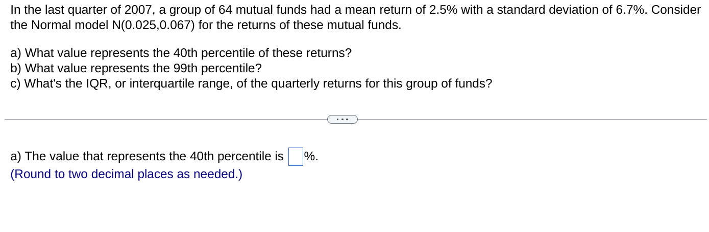Solved According to the Normal model N(0.053,0.014) | Chegg.com