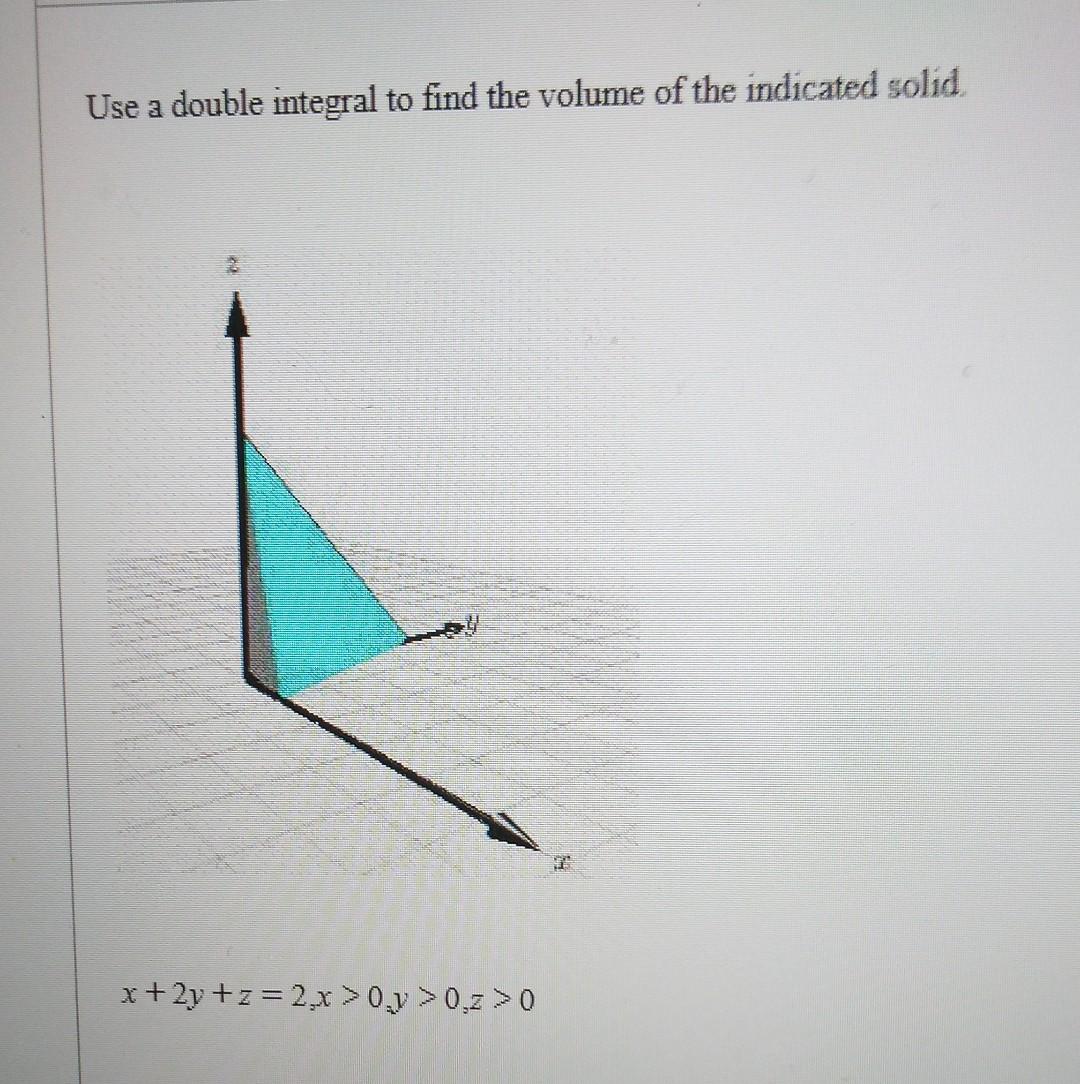 Solved Use a double integral to find the volume of the | Chegg.com