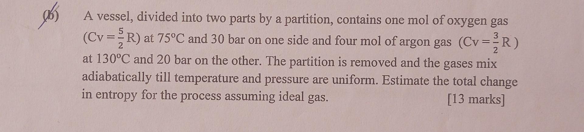 Solved A vessel, divided into two parts by a partition, | Chegg.com