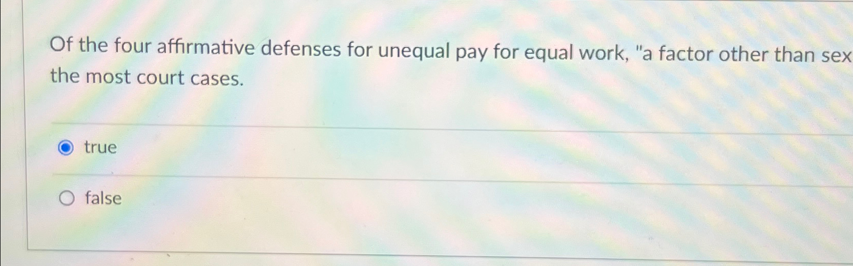 Solved Of the four affirmative defenses for unequal pay for | Chegg.com