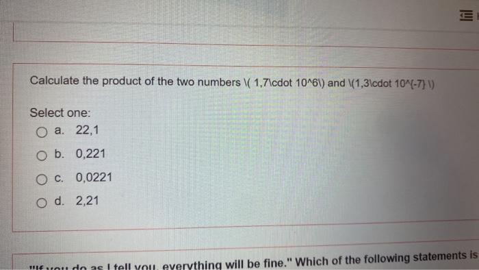 Solved Calculate the product of the two numbers \(1,7\ cdot | Chegg.com