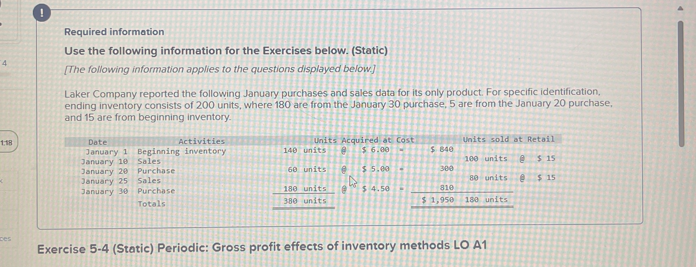 Solved IRequired informationUse the following information | Chegg.com