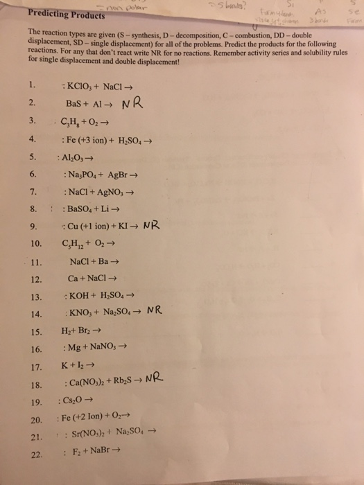 Solved Name: D. Inste Predicting, and Classifying Chemical | Chegg.com