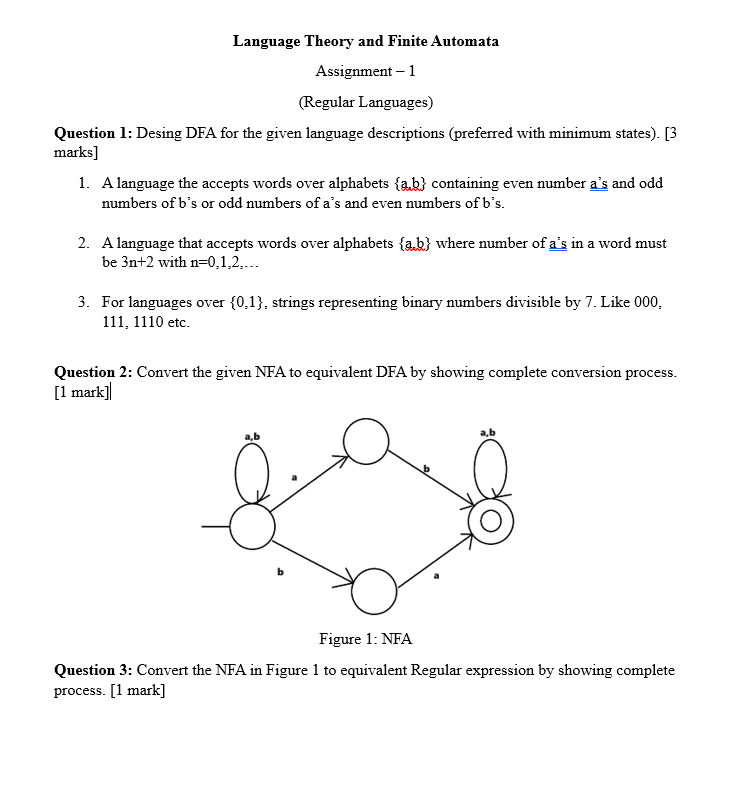 Solved Language Theory and Finite AutomataAssignment | Chegg.com