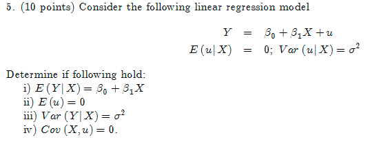 Solved Consider the following linear regression | Chegg.com