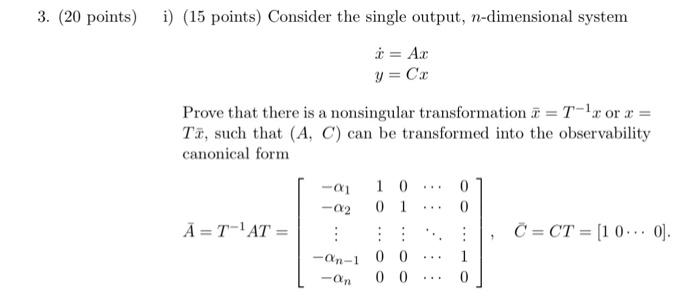 Solved (15 points) Consider the single output, n-dimensional | Chegg.com