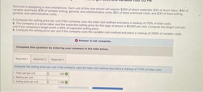 Solved Techcom is designing a new smartphone. Each unit of | Chegg.com