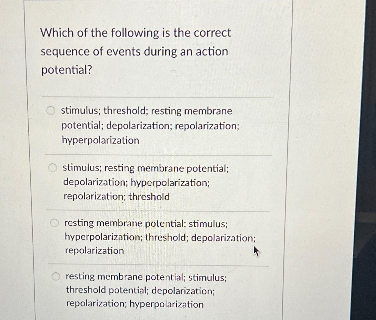 Solved Which of the following is the correct sequence of | Chegg.com