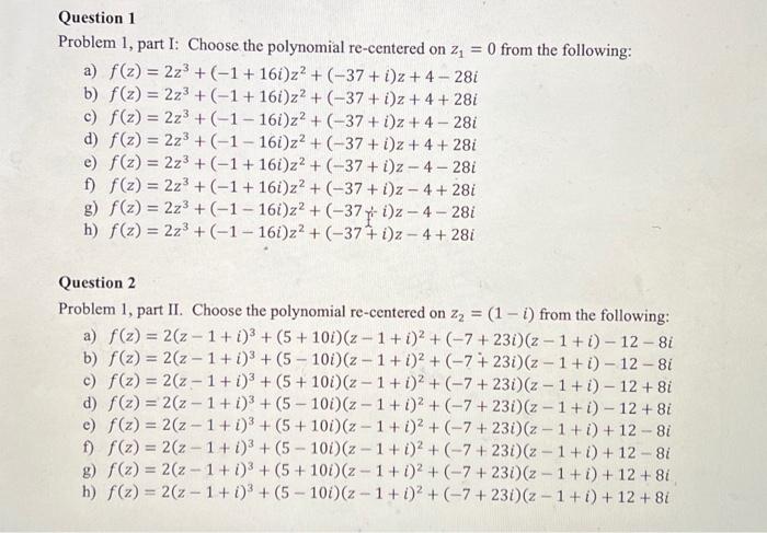 Solved Problem 2, part II. Choose the series re-centered on | Chegg.com