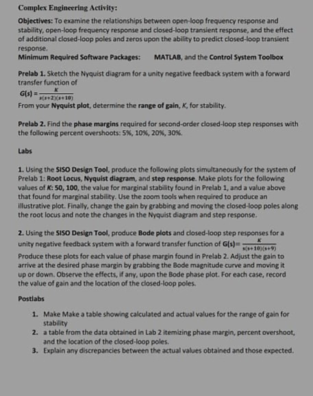 Complex Engineering Activity: Objectives: To examine | Chegg.com