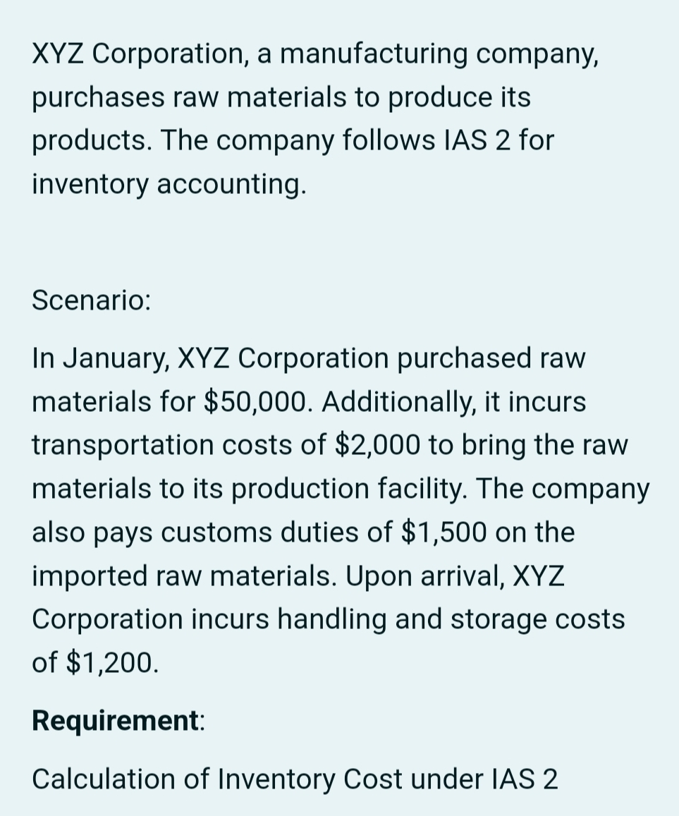 Solved XYZ Corporation, a manufacturing company, purchases | Chegg.com