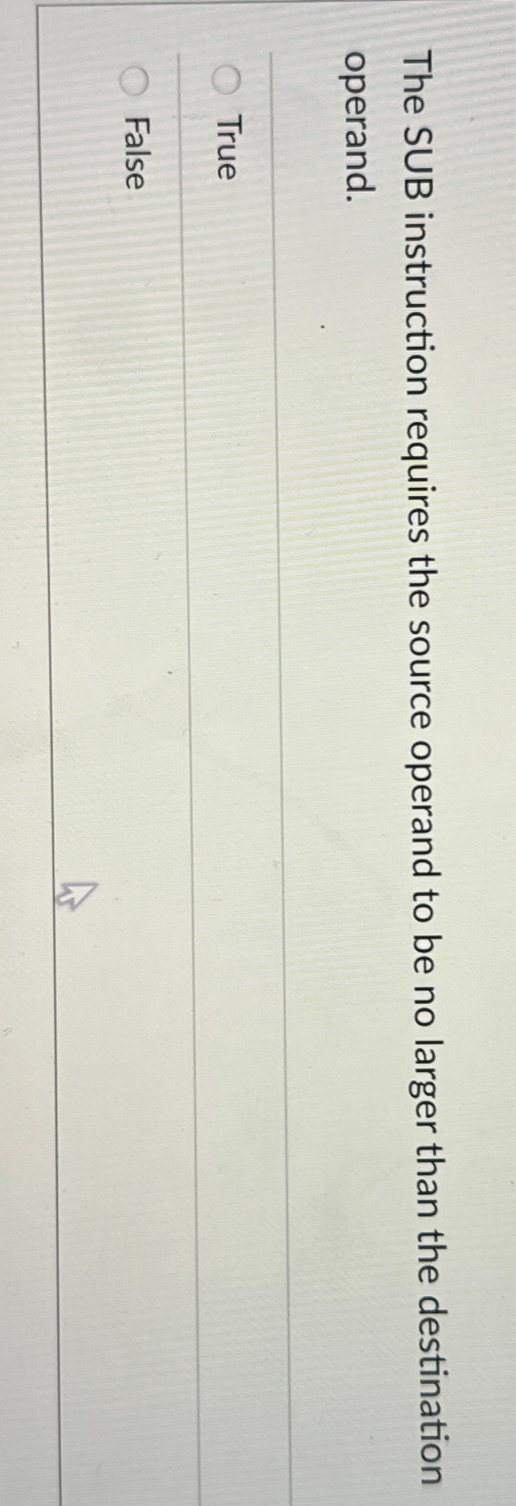Solved The SUB instruction requires the source operand to be | Chegg.com
