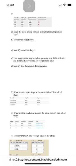 a) Docs the table above contain a single attribute | Chegg.com
