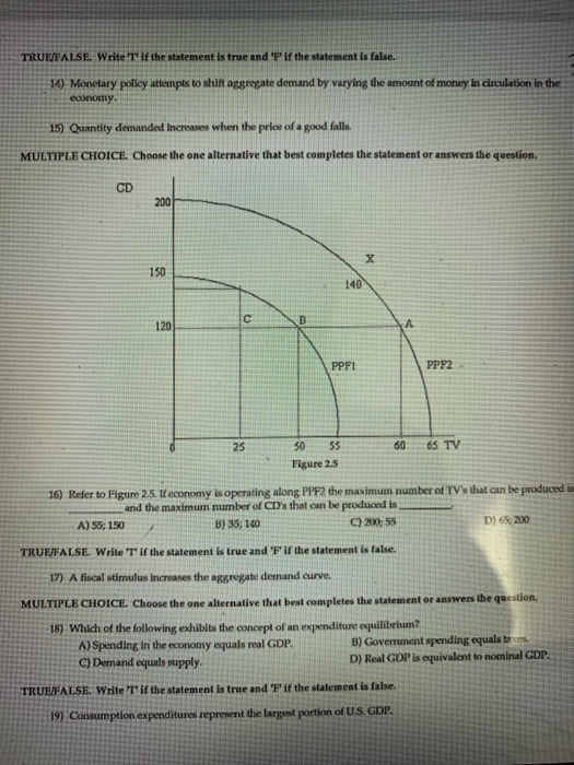 Solved TRURIPALSE. Write TIf the statement is true and if | Chegg.com