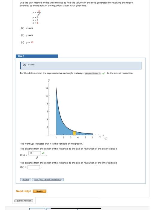 Solved Use the disk method or the shell method to find the | Chegg.com
