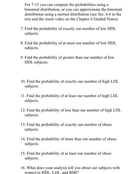 Math 1650: Chapters 4-6 Summary Project (due April | Chegg.com