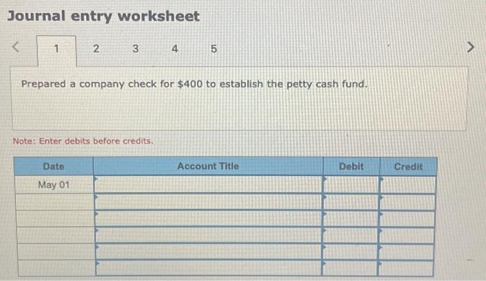 Solved Journal entry worksheet Prepared a company check to | Chegg.com