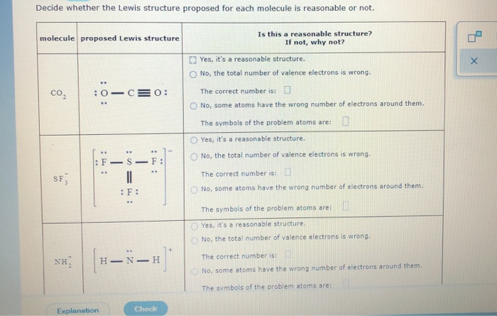 Solved Decide whether the Lewis structure proposed for each | Chegg.com