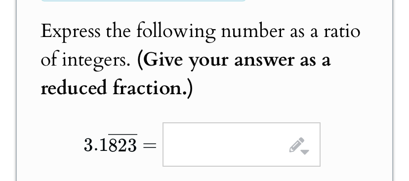 Solved Express the following number as a ratio of integers. | Chegg.com