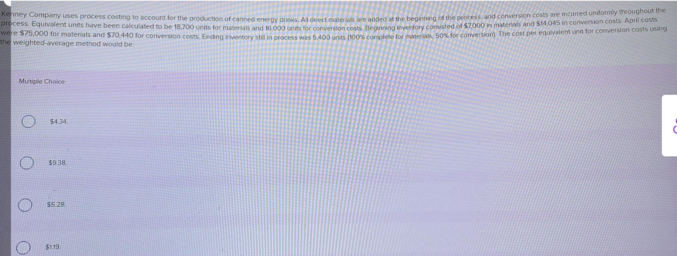 Solved the weighted-average method would be:Multiple | Chegg.com