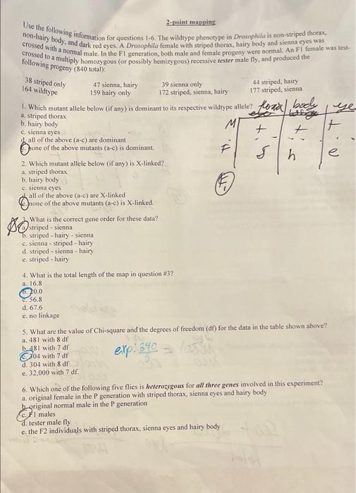 Solved this is a into to genetics two point mapling problem. | Chegg.com