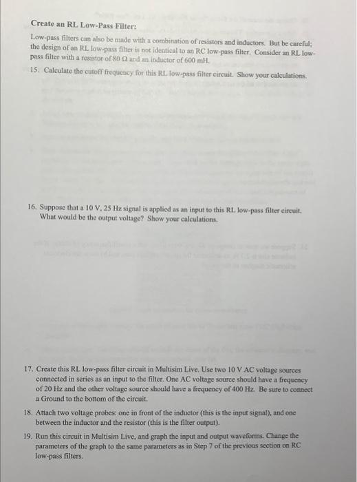 Solved Objective: Create low-pass filter circuits in | Chegg.com