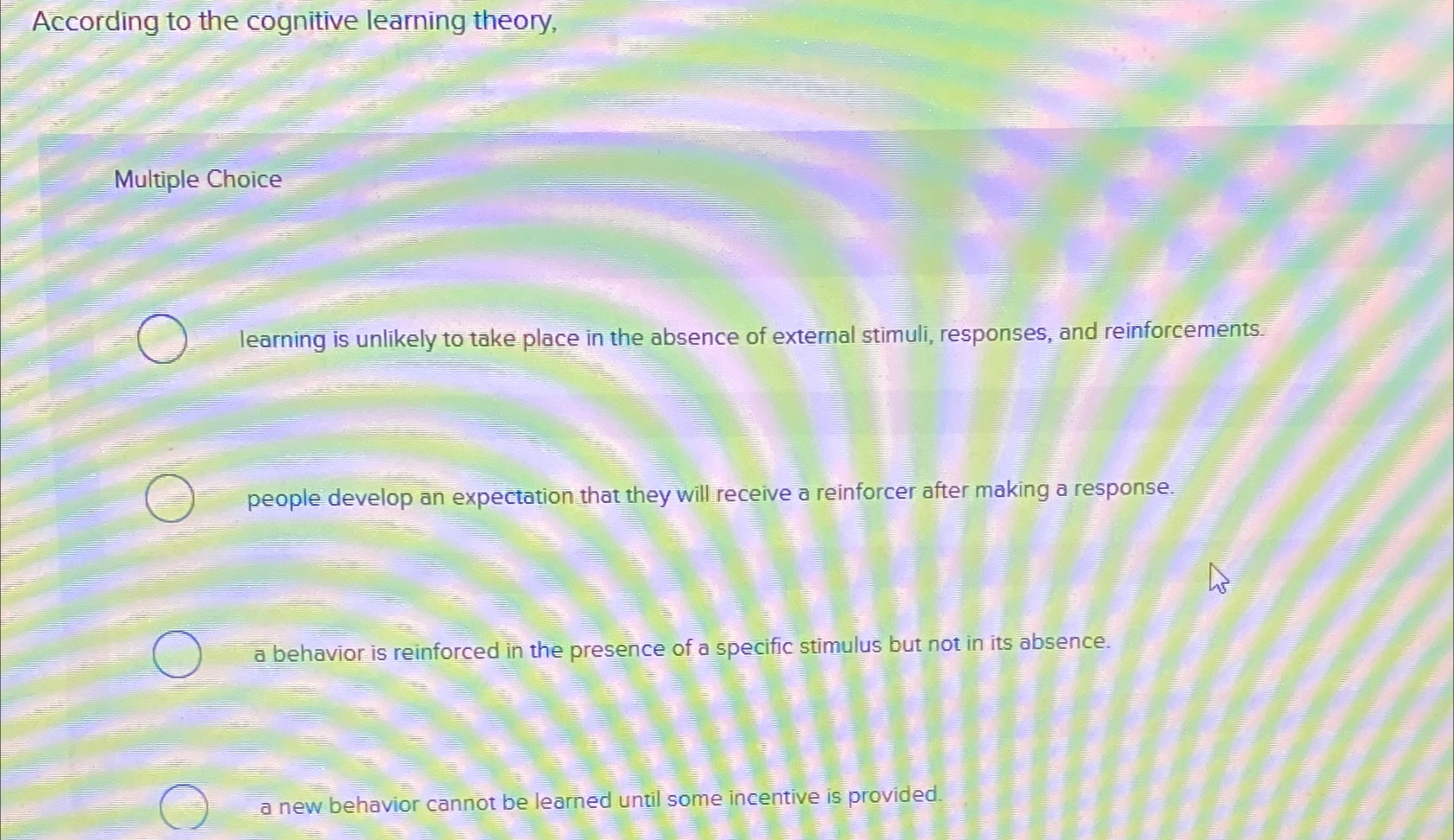 Solved According to the cognitive learning theory,Multiple | Chegg.com