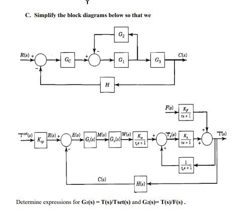 Solved C. Simplify the block diagrams below so that we | Chegg.com