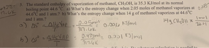 Solved 9 83. The standard enthalpy of vaporization of | Chegg.com