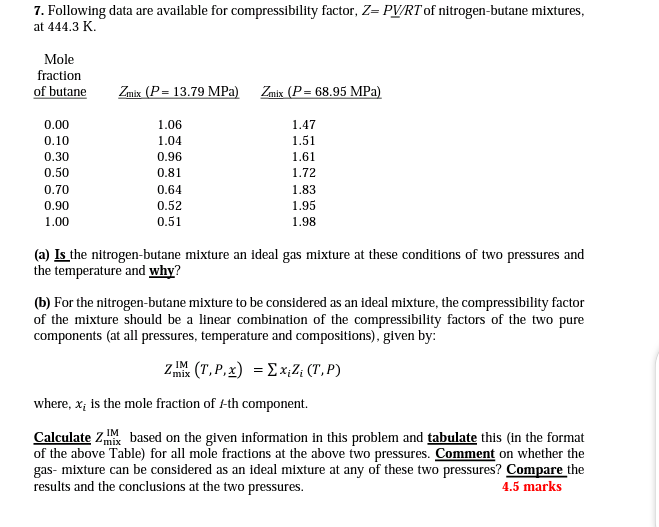 Solved 7. Following data are available for compressibility | Chegg.com