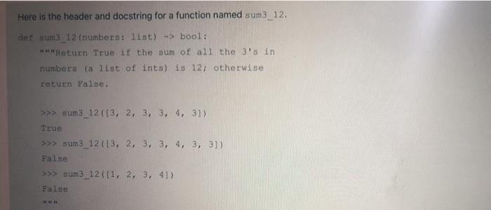 Solved Here is the header and docstring for a function named | Chegg.com