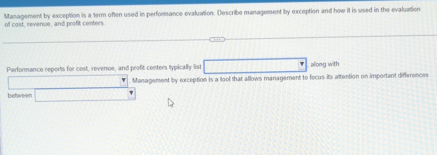 Solved Management by exception is a term often used in | Chegg.com