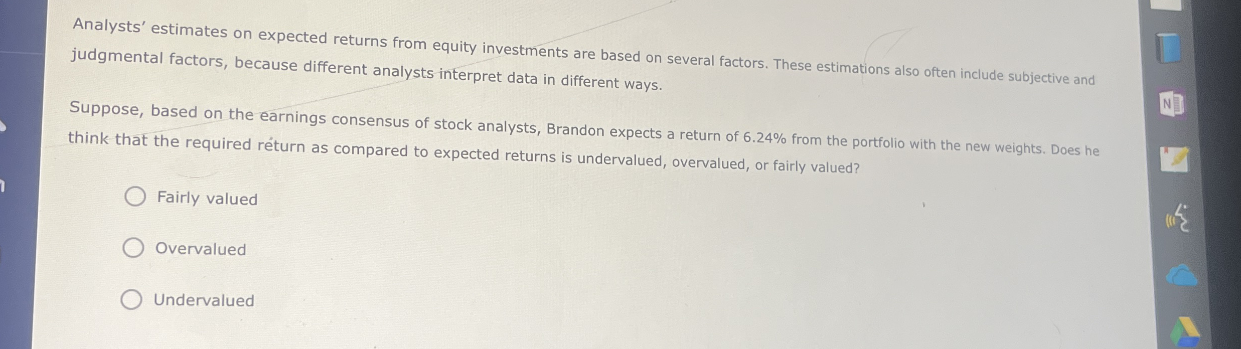 Solved Analysts' estimates on expected returns from equity | Chegg.com