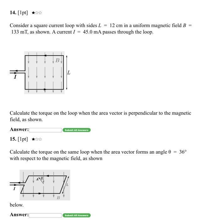 Solved Consider a square current loop with sides L=12 cm in | Chegg.com