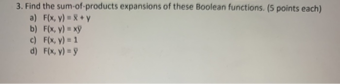 Solved 3 Find The Sum Of Products Expansions Of These