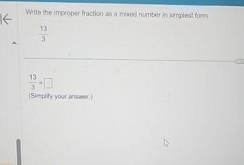 Solved Write the improper fraction as a mixed number in | Chegg.com
