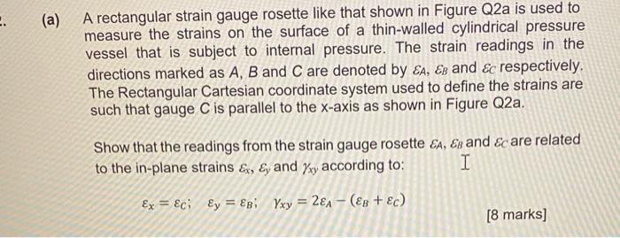 Solved Figure Q2aA rectangular strain gauge rosette like | Chegg.com