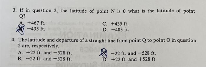 Solved 2. The computed latitudes and departures of the | Chegg.com