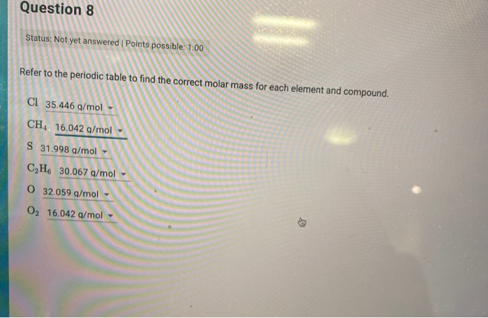 Solved Question 8 Status: Not yet answered Points possible: | Chegg.com
