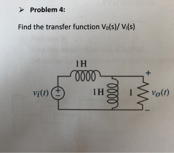 Solved Problem 4: Find the transfer function Vo(s)/ Vi(s) | Chegg.com