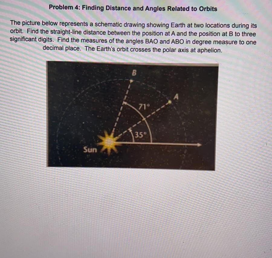 Solved Problem 4: Finding Distance and Angles Related to | Chegg.com