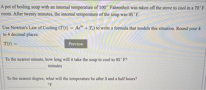 Solved A pot of boiling soup with an internal temperature of | Chegg.com