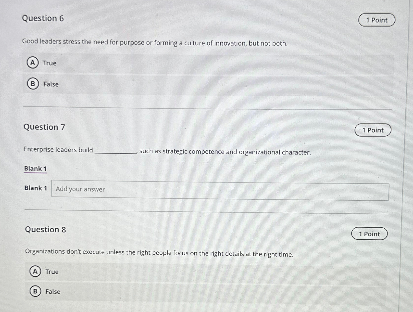 Solved Question 61 ﻿PointGood leaders stress the need for | Chegg.com