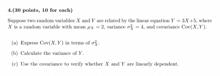 Solved 4.(30 ﻿points, 10 ﻿for each)Suppose two random | Chegg.com
