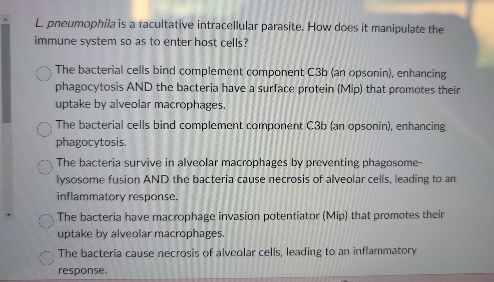 Solved L. ﻿pneumophila is a facultative intracellular | Chegg.com