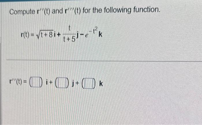 Solved Compute r′′(t) and r′′′(t) for the following | Chegg.com
