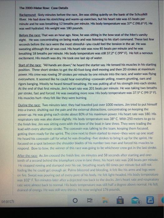 Solved The 2000 Meter Row: Case Details Background: Sixty | Chegg.com
